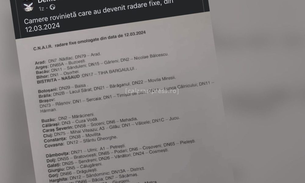 Roviniete sau radare fixe? Ce spune CNAIR despre “lista radarelor fixe ...
